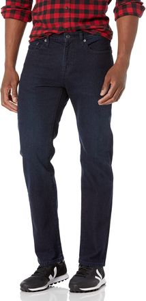 Amazon Essentials Herren Stretchjeans, Gerade Geschnitten - Auslauffarben, Blau Überfärben, 32W / 34L
