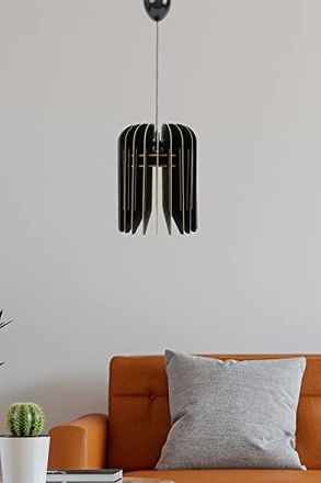 Opviq Elegant Black Tulip Chandelier, Adjustable Height 65 cm, MDF Body, E27 Socket Max 40W | Scandinavian Design for Modern Home D&eacute;cor