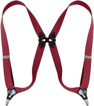 Generic Bretelles pour homme 3,5 cm de large ceinture &eacute;lastique r&eacute;glable bretelles X dos chemise clip porte-jarretelles pantalon bretelles homme bretelles vin