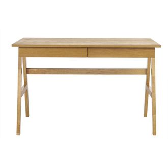 Miliboo Design-Schreibtisch mit 2 Schubladen aus hellem Hevea-Holz L120 cm BROOK