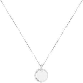 Ania Haie Collier pour femme Chic Creator Disc Pendentif en argent sterling 925, orn&eacute; de 5 zircons, longueur : 45 cm + rallonge de 5 cm, emballage cadeau inclus