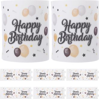 NUOBESTY 8 St&uuml;ck Kunststoff Kerzenzylinder Geburtstags Deko mit Luftballonmuster Teelichtabdeckung Langlebige Kerzenh&uuml;lle f&uuml;r Romantische Tischdekoration