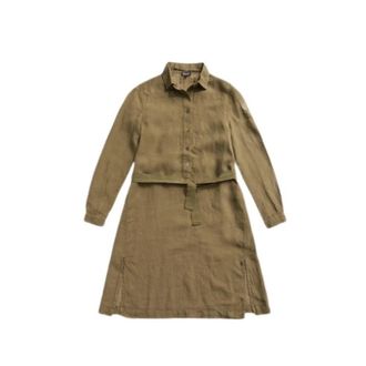 Blauer Leinenkleid - - Dresses - Damen - Gr&uuml;n - XS