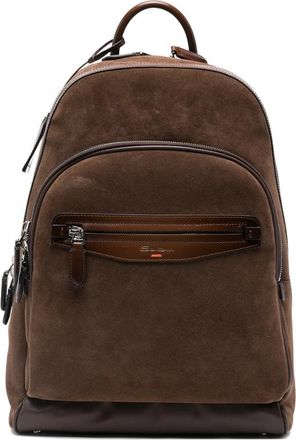 Santoni Zipped Suede Backpack