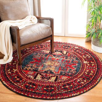 Safavieh Traditionell Teppich f&uuml;r Wohnzimmer, Esszimmer, Schlafzimmer - Persian Collection, Kurzer Flor, Rot und Multi, 160 X 160 cm