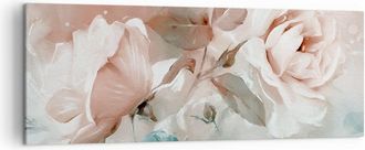 Arttor Panorama Bilder auf Leinwand Blumen Romantisch Rosen Leinwandbild 140x50cm Wandbilder Dekoration Wohnzimmer Schlafzimmer Gro&szlig; XXL Wanddeko Bild Wand K