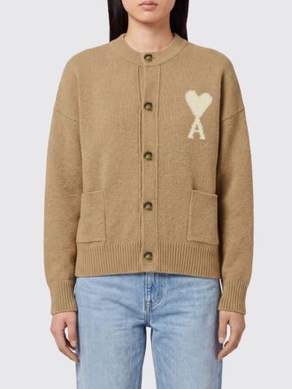 Ami Relaxed-Fit Cardigan aus Woll-Alpaka-Mischung mit Jacquard-Logo