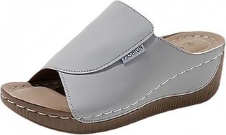 Generic Mules orthopédiques pour femme - Talon compensé - Pantoufles légères - Bout ouvert - Chaussons confortables - Semelle souple - Antidérapants - Loisirs
