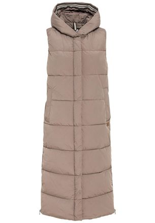 Camel Active Damen Lange Steppweste aus recyceltem Polyester Braun, womenswear-42