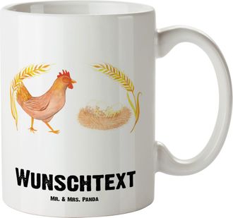 Mr. & Mrs. Panda Personalisierte XL Tasse Huhn Stolz - Geschenke, Schwangerschaft, Jumbo Personalisiert, Geburt, Bauernhof, Teetasse Mit Wunschtext, Als Geschenk Spruc