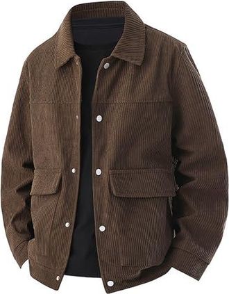 Generic Veste l&eacute;g&egrave;re en velours c&ocirc;tel&eacute; pour homme - Veste d&eacute;contract&eacute;e pour le printemps et lautomne - Veste d&eacute;contract&eacute;e &agrave; manches longues - Avec boutonni&egrave;re