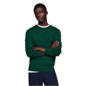 Tommy Hilfiger Rundhals-Wollpullover - - Knitwear - Herren - Gr&uuml;n - L