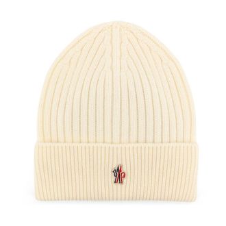 Moncler Homme, Accessoires, Beige, Taille: ONE Size Ribbed Knit Beanie