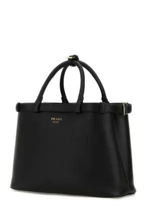 Prada Womens Black Leather Medium Prada Buckle Handbag Nero Calfleather Borse A Mano Bag