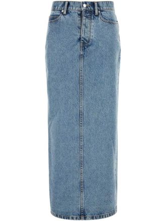 Alexander Wang jupe en jean à ornements en pierres précieuses - Bleu