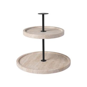 Villeroy & Boch Manufacture Travertine Etagere Beige, Handarbeit, Elegantes Design aus Naturstein in Sandton, Anrichten von Buffet, Tischdeko Stein, Dekoration, Trave