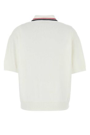 Miu Miu Womens Stretch Terry Fabric Polo Shirt White