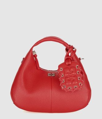 Ganni Sac Hobo Mini Grained Goji Berry