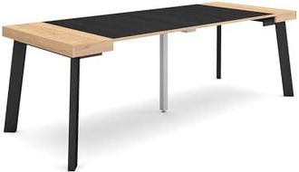 Skraut Home | Ausziehbarertisch | Multifunktionaler ausziehbarer | 220 | F&uuml;r 10 G&auml;ste | H&ouml;lzerne Beine | Moderner Stil | Eiche Schwarz