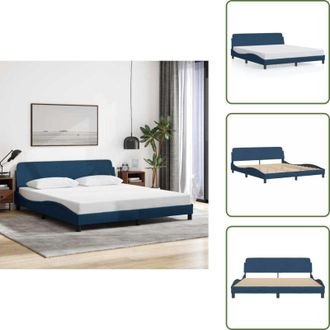 vidaXL The Living Store - Bettgestell mit Kopfteil ohne Matratze Blau 180x200 cm Stoff - Bettsofa - Doppelbett - Boxspringbetten - Lattenrost - Holzrahmen