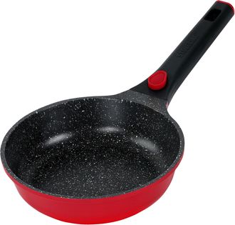 STONELINE SMART Bratpfanne 20 cm, kleine Pfanne Aluguss, Abnehmbarem Griff, Pfanne Induktion, Alle Herdarten, Antihaftbeschichtet mit echten Steinpartikeln, Rot