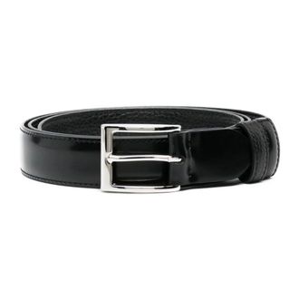 Hogan Homme, Accessoires, Noir, Taille: ONE Size Ceinture en cuir noir avec d&eacute;tails argent&eacute;s