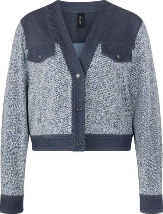 Marc Cain Jacquard Viskose Stretch Jacke - - Jackets - Damen - Blau - 2XL