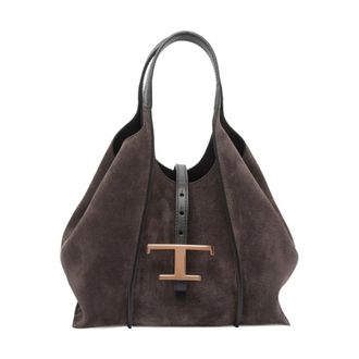 Tod's T Timeless Medium Wildleder Schultertasche - - Bags - Damen - Braun - ONE SIZE