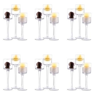Nuptio Nuptio 6 S&auml;tze (18 St&uuml;ck)Teelicht-kerzenhalter Glas-kerzenhalter Teelichthalter Hohe Elegante Kerzenst&auml;nder S&auml;ule f&uuml;r Hochzeit Zu Hause Weihnachts-kam