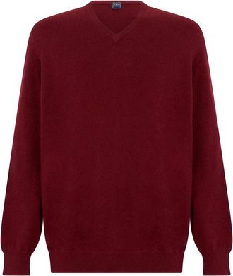 Fedeli Pull col en V - Homme - Pulls - Rouge - Taille: 5XL