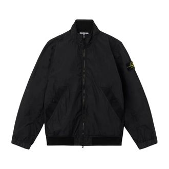 Stone Island Homme, Vestes, Noir, Taille: XL Bomber en nylon &agrave; col montant