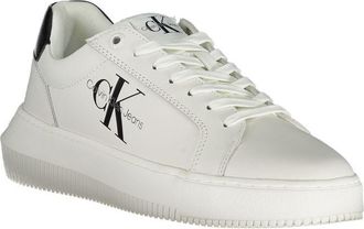 Calvin Klein Logo-Print Leather Sneaker - White