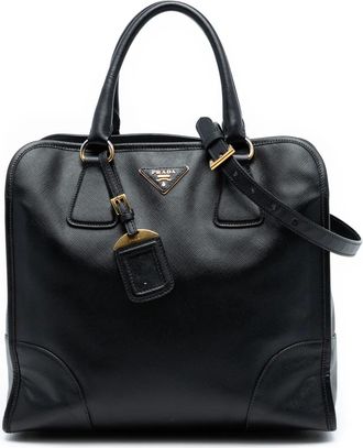 Prada 2021-2025 Saffiano Lux Convertible Tote satchel - Schwarz