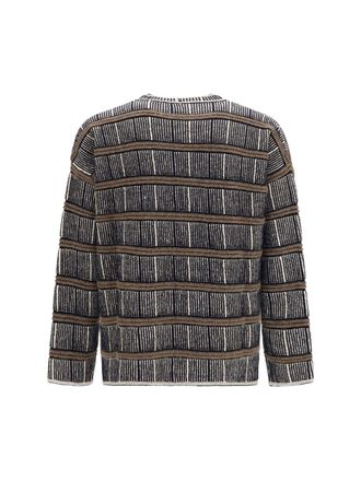 Giorgio Armani Mens Oversized Ribbed Sweater Silk And Virgin Wool Blend Fant.navy