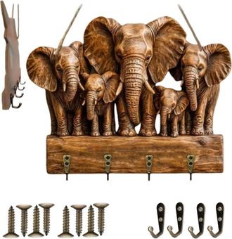 Generic Rustic Highland Cow Wooden Family Key Holder, Three Adorable Cows Keys Decorative Rack, Farmhouse Wall Mount Bullhead Animal Key Hooks with 4 Metal Ho