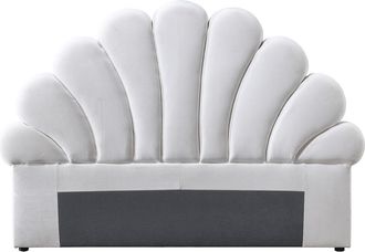 Vente-Unique Muschel-Kopfteil - 160 cm - Samt - Wei&szlig; - Moana