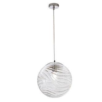 Luce-Ambiente-Design Nereide Suspension in Transparent Glass with Concentric Waves