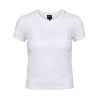 A|X Armani Exchange Femme, Tops, Blanc, Taille: 42 FR T-shirt en coton &agrave; manches courtes et col rond