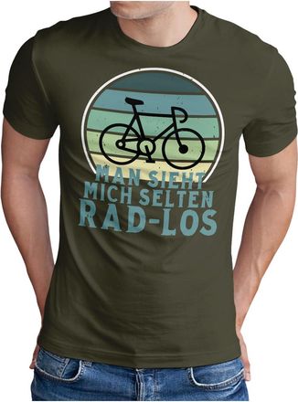 OM3 Lustiges Fahrrad T-Shirt mit Spruch - Herren - Man Sieht Mich selten Rad - los (ratlos) Biking Radfahrer - Oliv, XL