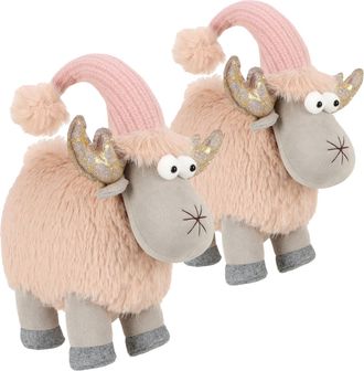 Com-Four 2X Rentierfigur f&uuml;r die Weihnachtsdeko - winterliche Elch-Figur als Dekoartikel - niedliche Dekofigur als Raumschmuck oder Geschenk