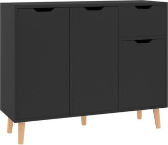 vidaXL Buffet noir brillant 90x30x72 cm bois dingénierie Vidaxl