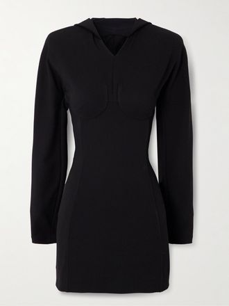 Jean Paul Gaultier Minikleid Aus Strukturiertem Jersey Mit R&uuml;ckenausschnitt Und Kapuze - Schwarz