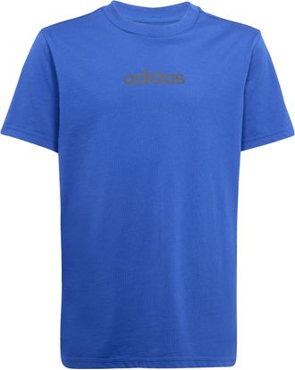 adidas Unisex Kinder Essentials LINEAR Logo T-Shirt, Blue/Black, 13-14 Years