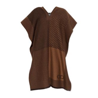 Ferragamo Wollponcho mit Logo - - Jackets - Damen - Braun - ONE SIZE