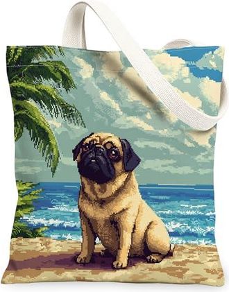 Generic Sac fourre-tout d&eacute;t&eacute; en toile pour faire du shopping, 33 x 38,1 cm, sac d&eacute;picerie r&eacute;utilisable pour femme, peinture esth&eacute;tique, d&eacute;coration cadeau