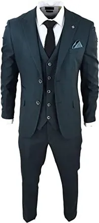 TruClothing Costume Homme 3 Pièces Vert Olive à Carreaux Prince de Galles Style Classique avec Coupe Ajustée - Vert Olive 52