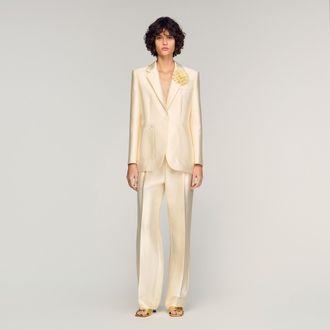 Sandro Veste satin&eacute;e &agrave; d&eacute;tail fleur