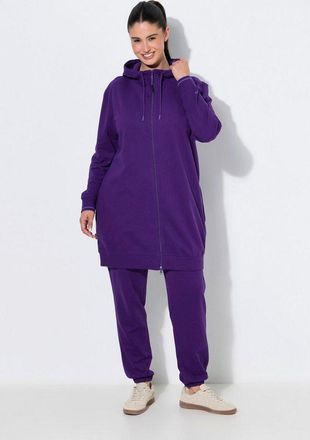 Ulla Popken Sweatjacke Sweatjacke Zierpaspel Oversized Kapuze