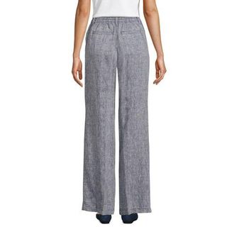 Lands End Leinenhose High Waist mit weitem Bein, Damen, Größe:46 regular, Blau, Leinen, by Lands End