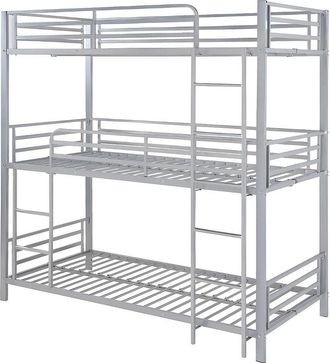 Vente-Unique Etagenbett - 3 Personen - 3 x 90 x 190 cm - Metall - Silberfarben - ELOUAN III